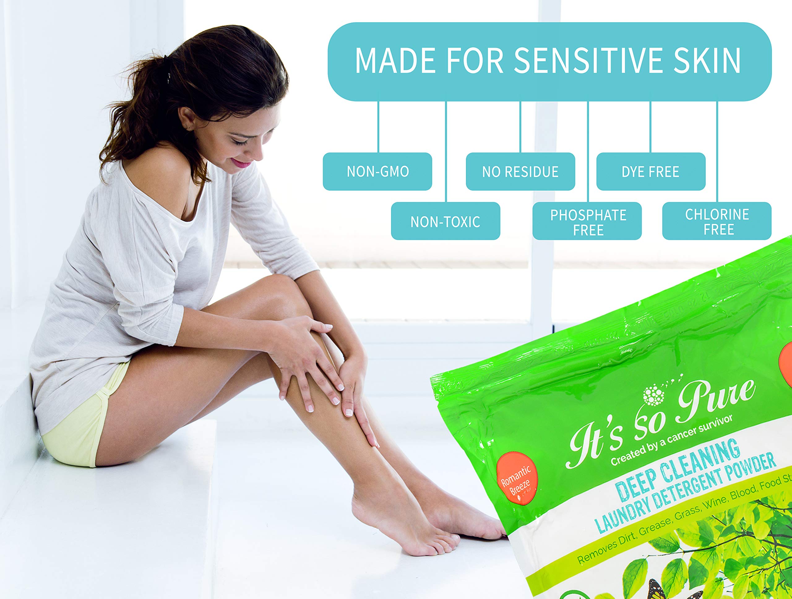 It’s So Pure Eco Friendly Washing Detergent – Skin Friendly Scented Laundry Soda to Remove Stubborn Stains – Best Fragrance HE Washing Powder (Romantic Breeze, 100 Loads)