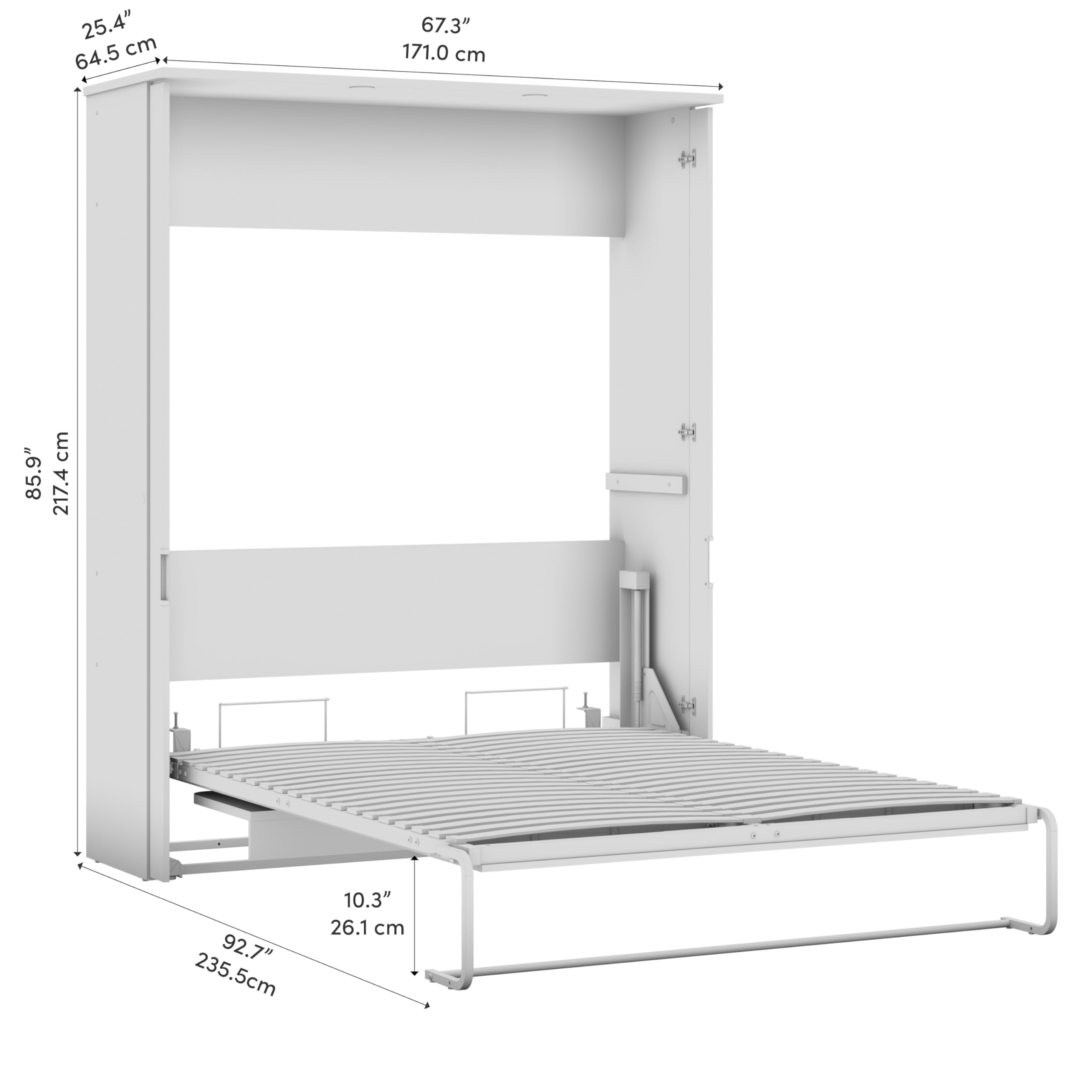 Bestar Lumina 68W Queen Murphy Bed with Desk in White Chocolate | Space-Saving Sleeping Arrangement for Multipurpose Space, Guest Room, or Bedroom
