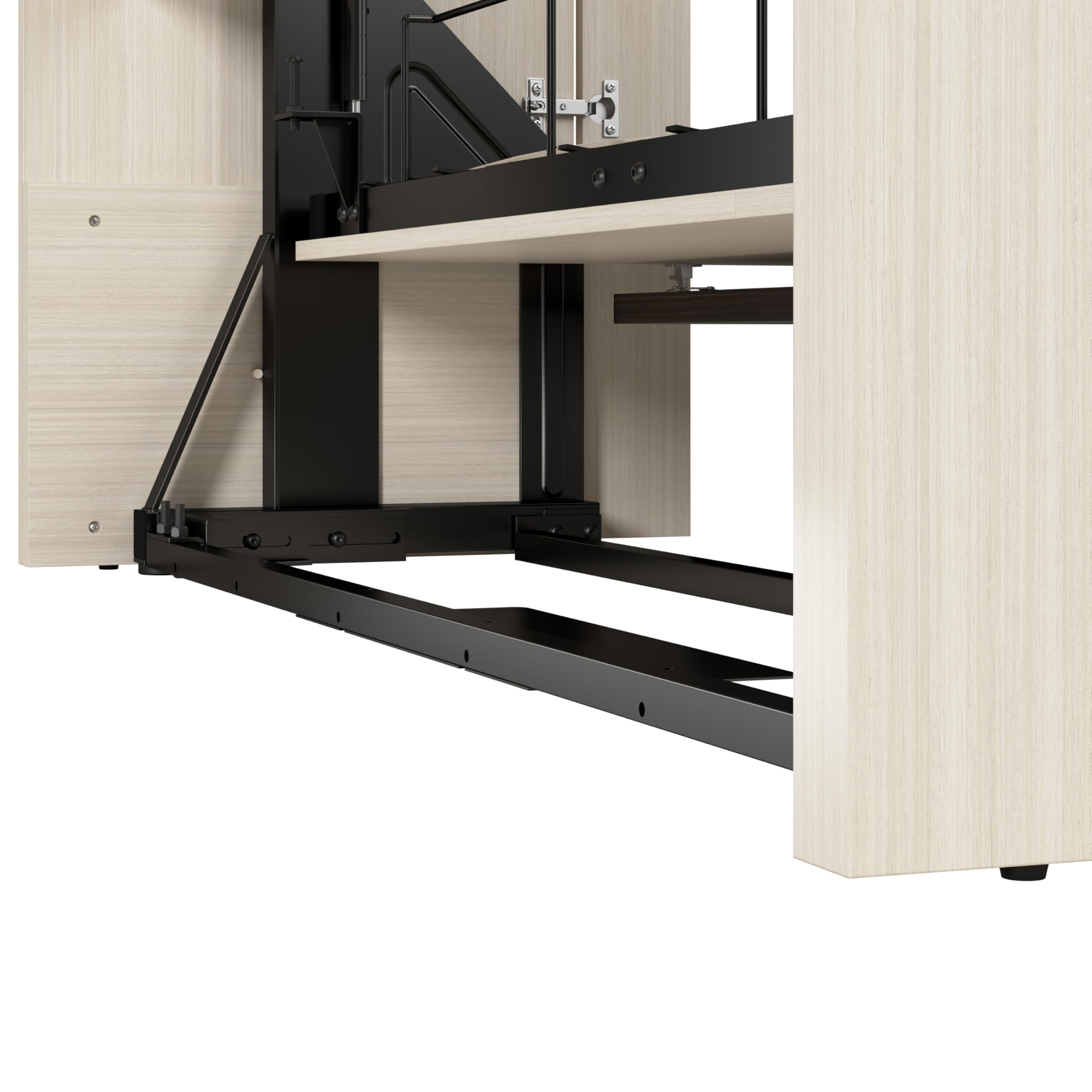Bestar Lumina 68W Queen Murphy Bed with Desk in White Chocolate | Space-Saving Sleeping Arrangement for Multipurpose Space, Guest Room, or Bedroom