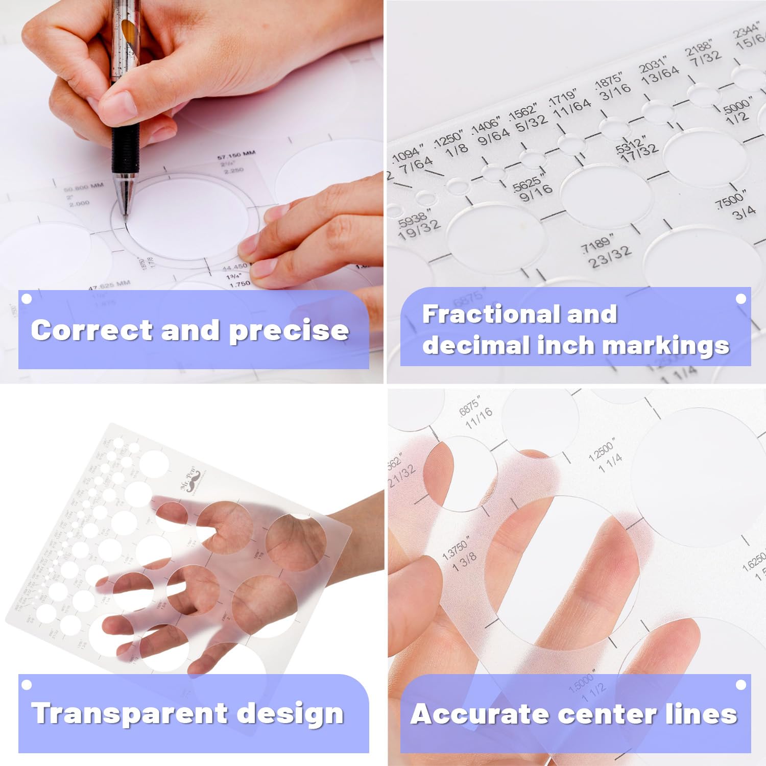 Mr. Pen- Circle Template, 2 pcs, Large and Small Size, Circle Stencil, Circle Ruler, Circle Templates for Drafting, Circle Template for Drawing, Circle Tracers for Drawing, Circle Tracer