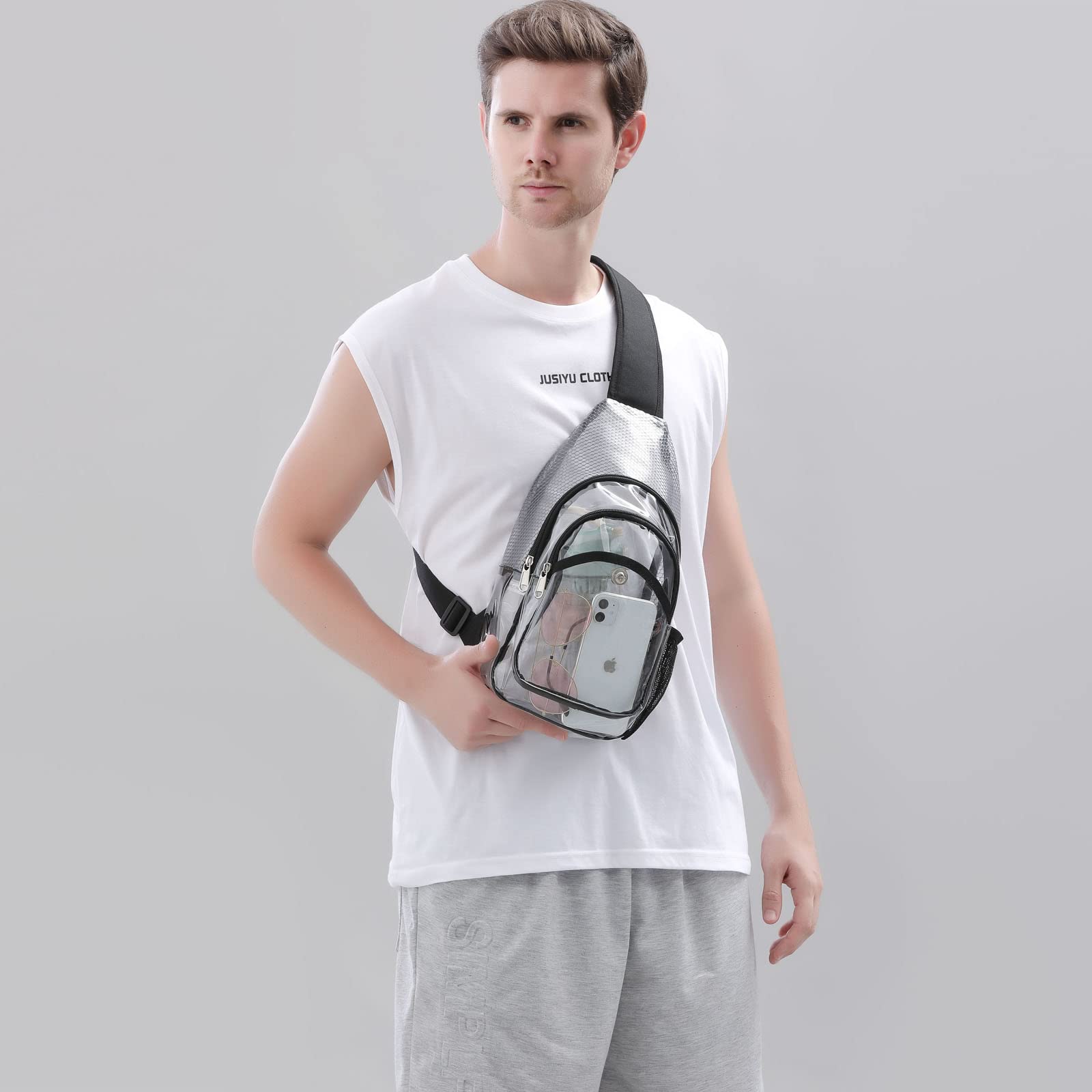 COVAX Clear Sling Bag Stadium Approved, Small Clear Shoulder Backpack, Casual Clear Crossbody Chest Bag for Women & Men