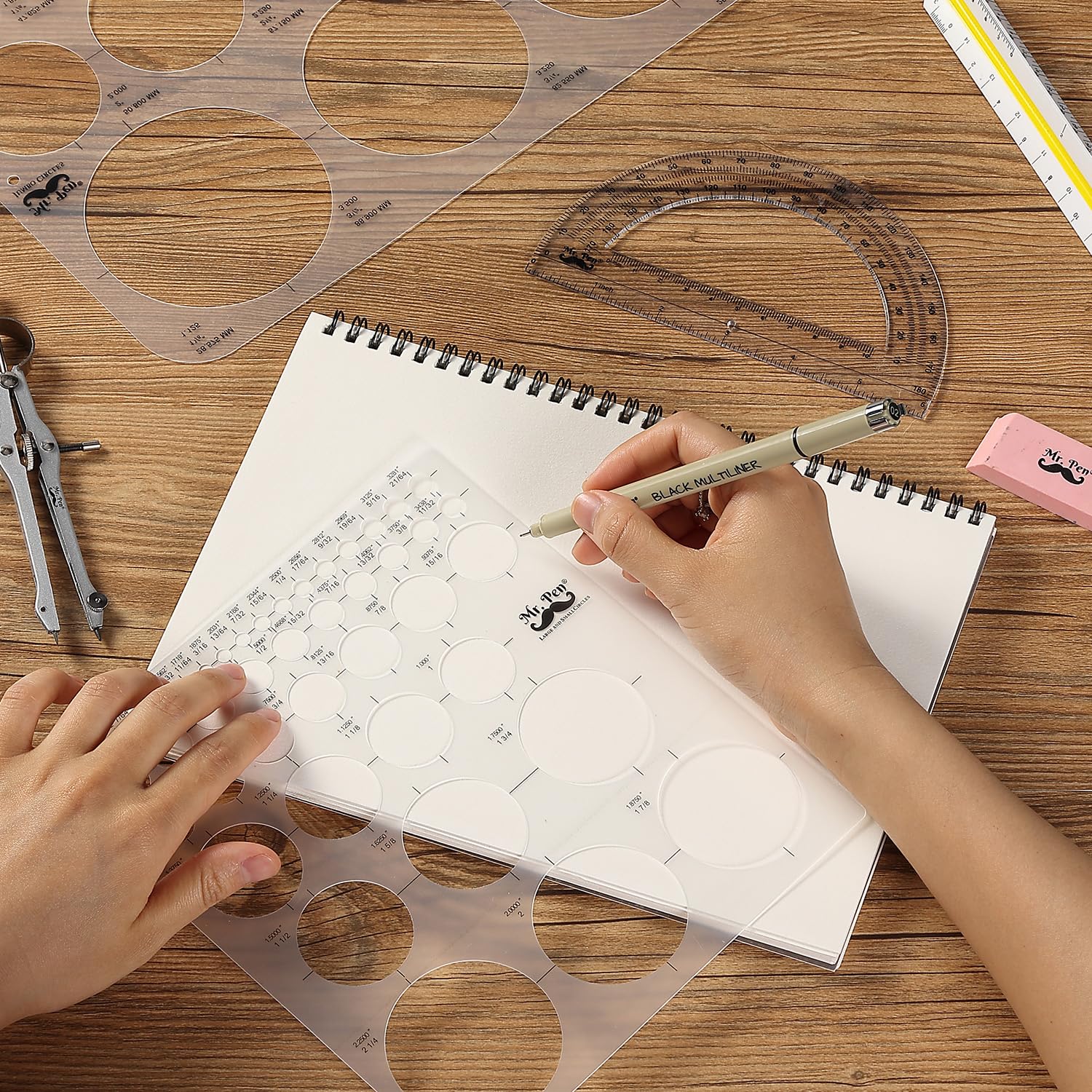 Mr. Pen- Circle Template, 2 pcs, Large and Small Size, Circle Stencil, Circle Ruler, Circle Templates for Drafting, Circle Template for Drawing, Circle Tracers for Drawing, Circle Tracer
