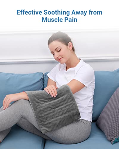 12"x24" Heating Pad for Cramps, Comfytemp Electric Heating Pad for Back Pain Relief, Large Heating Pad with 3 Heat Settings, 2H Auto Shut Off, Stay On, for Neck and Shoulders, Machine Washable
