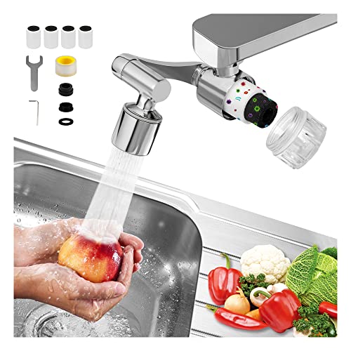 S USECRET Water Filter for Sink Faucet Aerator, Activated Carbon Bathroom Sink Water Filter for Washing Face, 2 Mode Splash 1080° Swivel Faucet Extender with 4 Replaceable Water Purifiers