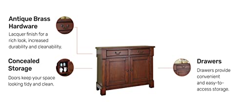 Homestyles Aspen Buffet with Storage and Felt Lined Drawers, 48 Inches Wide by 36 Inches High, Rustic Cherry