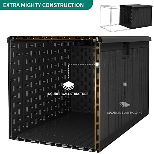 YITAHOME XXL 230 Gallon Large Deck Box,Outdoor Storage for Patio Furniture Cushions,Garden Tools and Pool Toys with Flexible Divider,Waterproof,Lockable (Black)