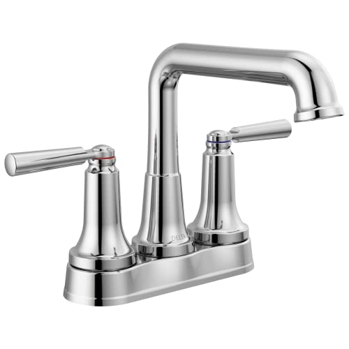 Delta Faucet Saylor Centerset Bathroom Faucet Chrome, Chrome Bathroom Faucet for Bathroom Sink, Bathroom Sink Faucet, Diamond Seal Technology, Metal Drain Assembly, Chrome 2536-MPU-DST