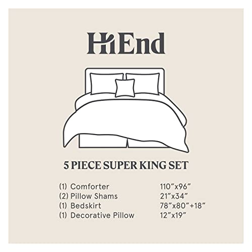 Paseo Road by HiEnd Accents | Highland Lodge Rustic Bedding 5 Piece Super King Size Comforter Set, Green Brown Jacquard Western Bedding, Cabin Comforter Set with Bed Skirt, Shams, Accent Pillow