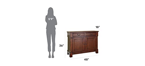 Homestyles Aspen Buffet with Storage and Felt Lined Drawers, 48 Inches Wide by 36 Inches High, Rustic Cherry