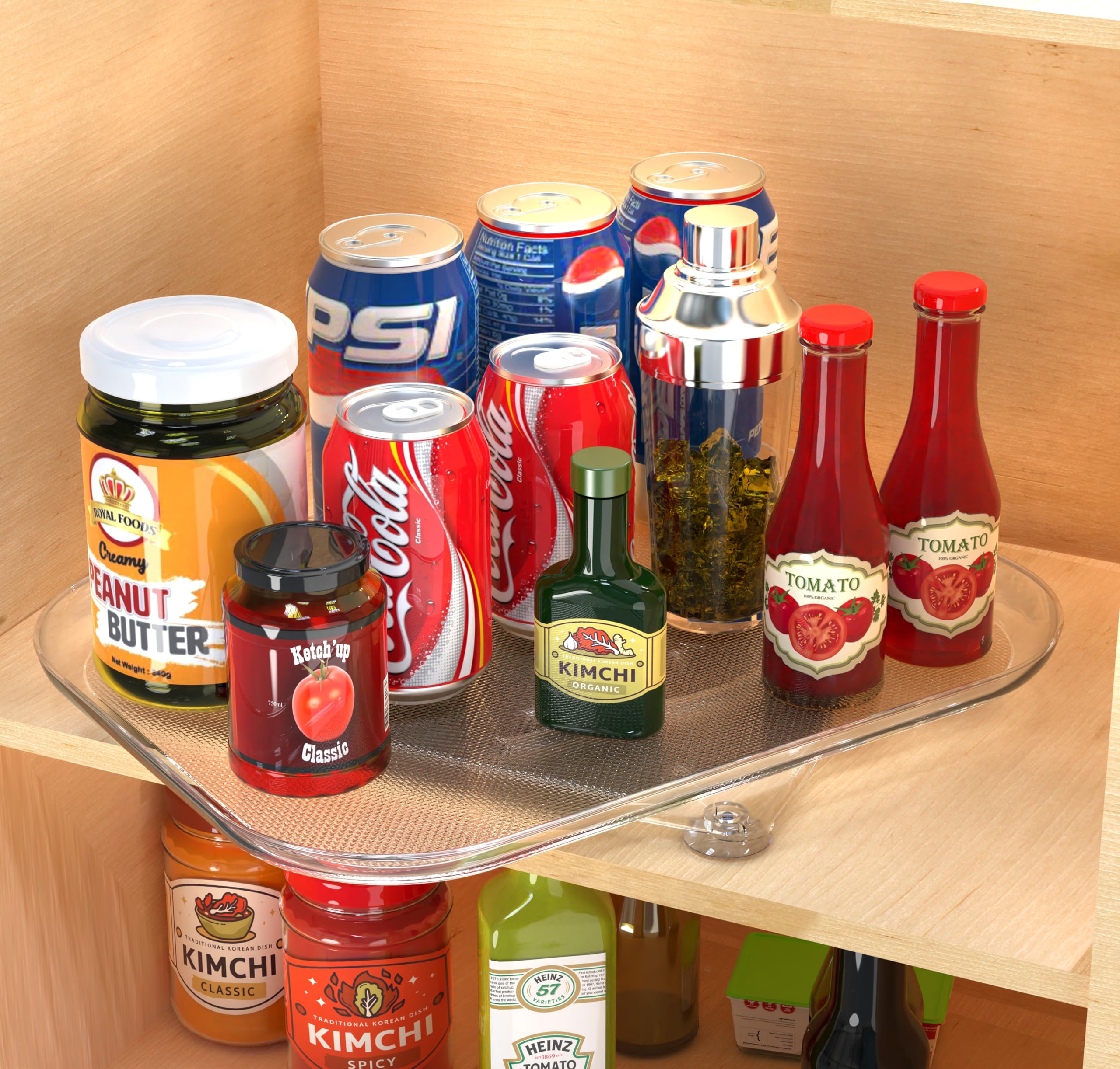 2PCS Kitchen Cabinet Organizer, Non-Skid 360 Rotating Lazy Susan, Pantry Organizers and Storage, Turntable for Refrigerator Organizing, Fridge Swivel Tray (10.2 X 13.8 inches),2pcs