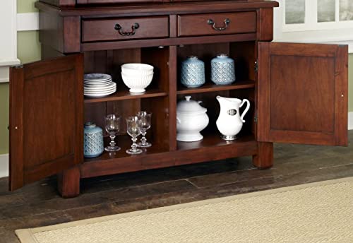 Homestyles Aspen Buffet with Storage and Felt Lined Drawers, 48 Inches Wide by 36 Inches High, Rustic Cherry