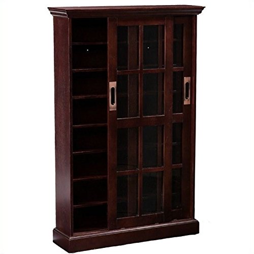 SEI Furniture Sliding Window Pane Door Display Cabinet, Espresso