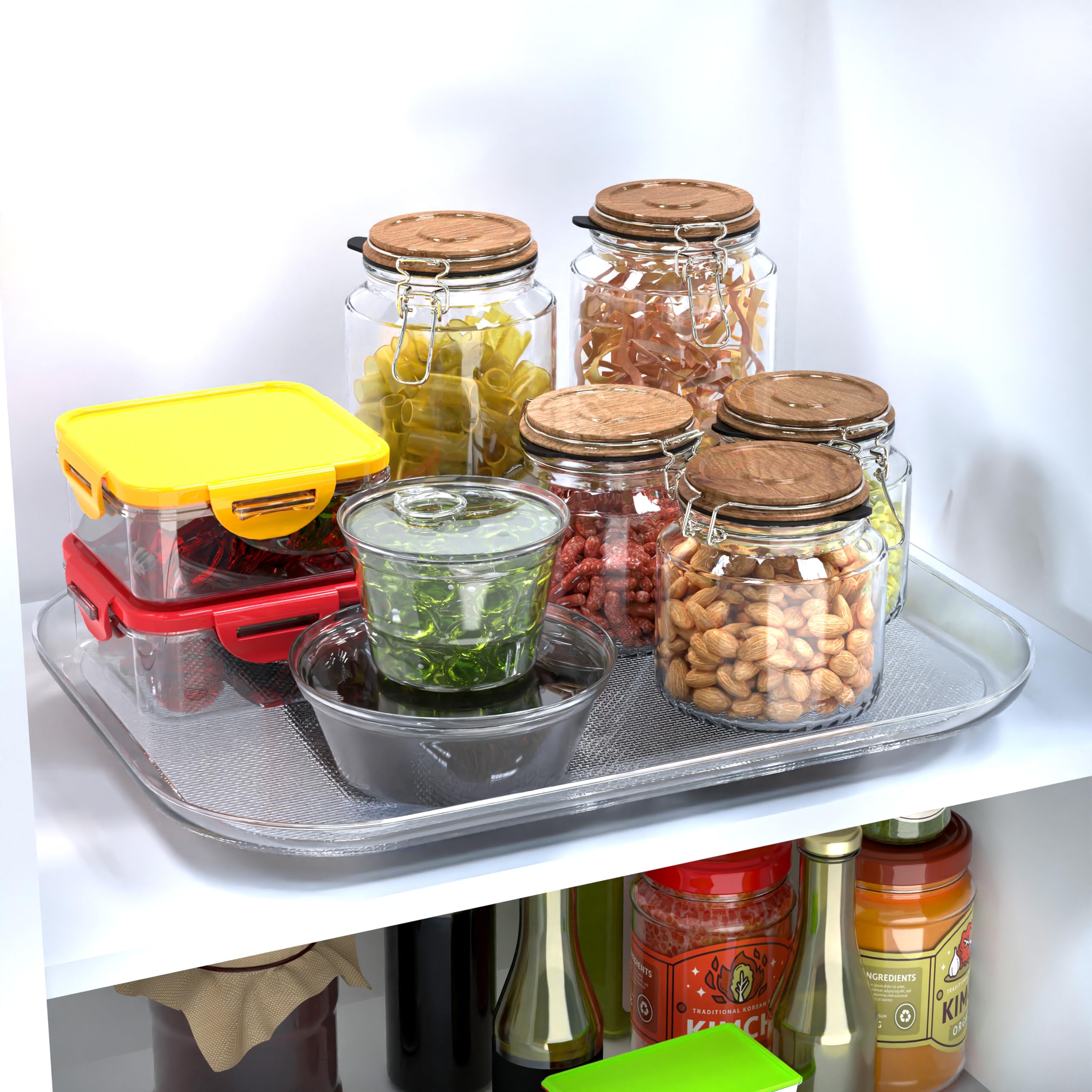2PCS Kitchen Cabinet Organizer, Non-Skid 360 Rotating Lazy Susan, Pantry Organizers and Storage, Turntable for Refrigerator Organizing, Fridge Swivel Tray (10.2 X 13.8 inches),2pcs