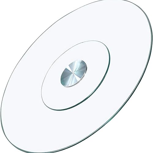 BPILOT Lazy Susan Dinner Table Round Rotating Serving Tray, Transparent Glass Turntable, Cover Table Top Swivel Plate For Barrel Pub Table,customizable (Color : Clear, Size : 110cm)