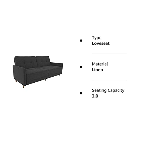 DHP Andora Coil Futon Sofa Bed Couch with Mid Century Modern Design - Grey Linen