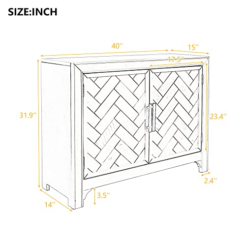 XD Designs Wood Console Table Sofa Table with 2 Adjustable Shelf,Modern Sideboard Buffet Storage Cabinet,Accent Storage Cabinet for Entryway/Kitchen Dining Room/Living Room (Antique White)