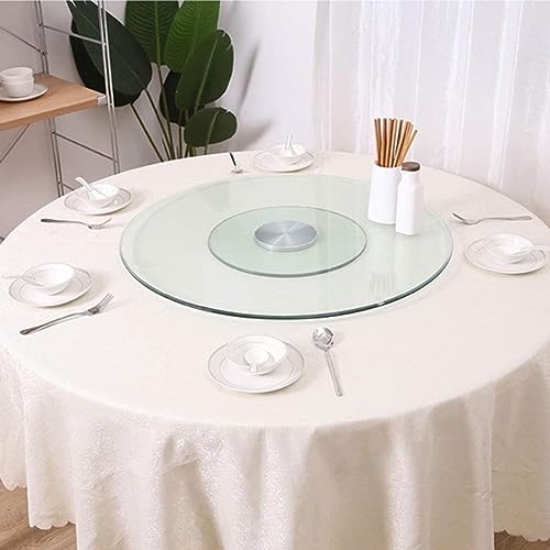 BPILOT Lazy Susan Dinner Table Round Rotating Serving Tray, Transparent Glass Turntable, Cover Table Top Swivel Plate For Barrel Pub Table,customizable (Color : Clear, Size : 110cm)