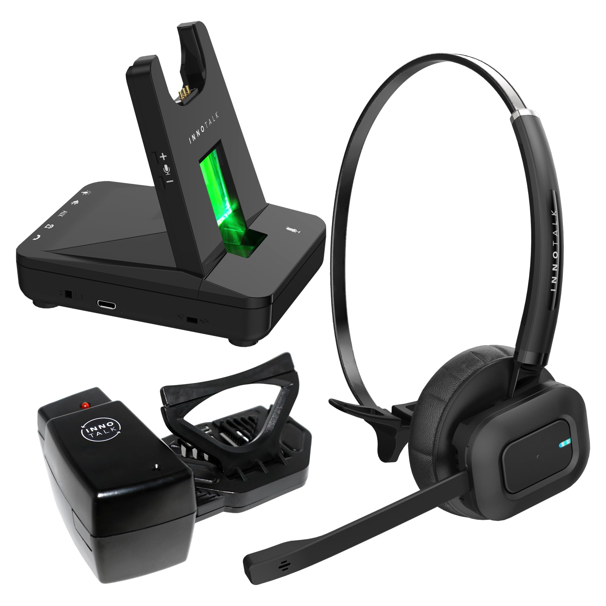 Wireless Headset for Desk Phone with Remote Hook ON and Off Handset Lifter, 300 Feet Mobility 8 Hours Talking (Explorer)