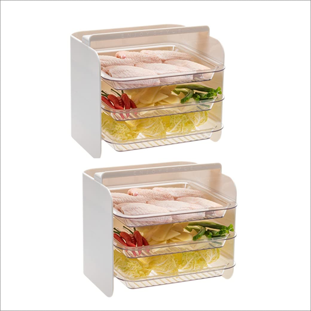 Removable Drawer Type Multi-layer Food Rack, Kitchen Drawer Type Cutlery Tray, Multi-layer Hot Pot Barbecue Tray, Stacked Multi-layer Cutlery Rack (Regular model-white-2 pcs)