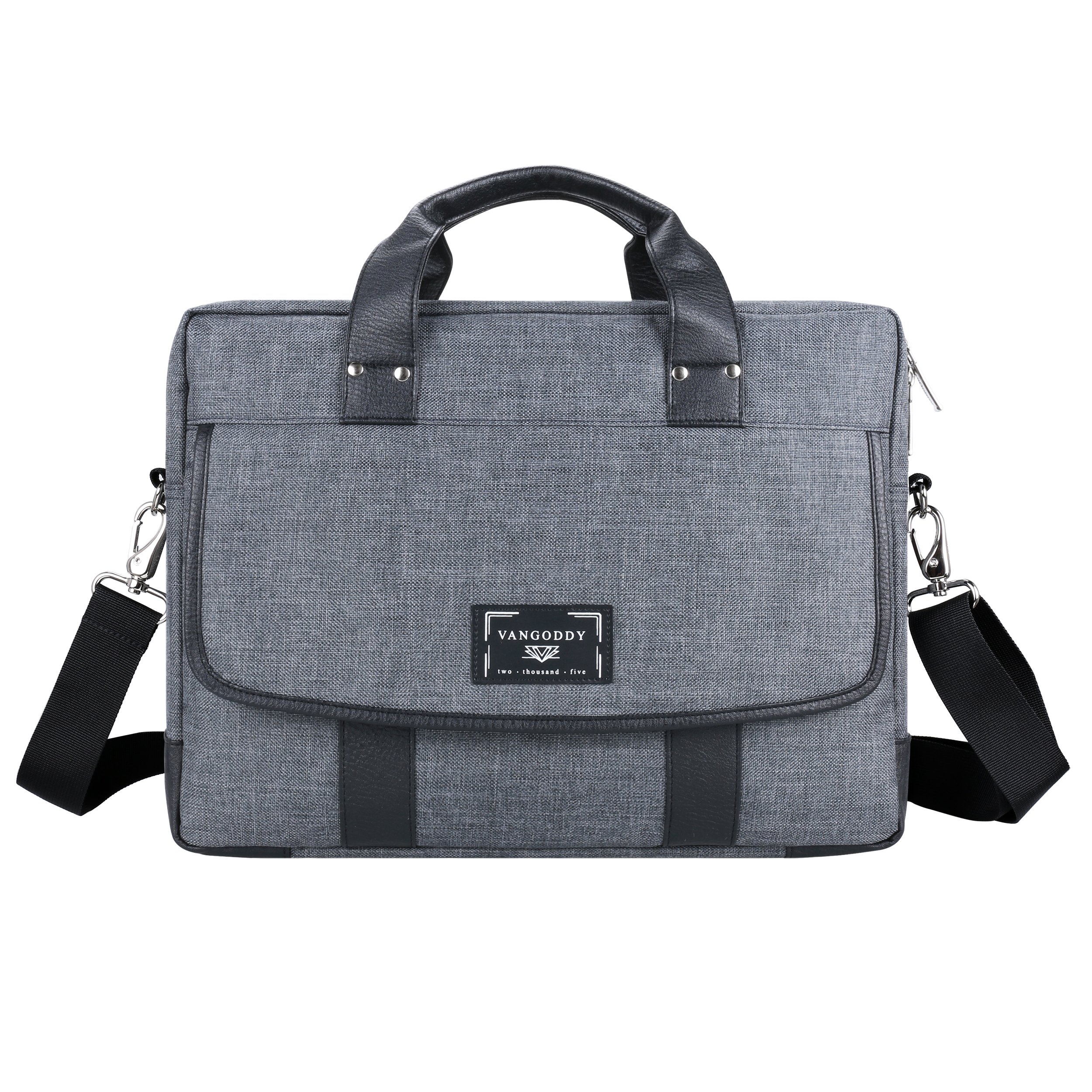 Fashionable Water Resistant 17.3 Inch Chrono Grey 2 in 1 Tote Messenger Bag Carrying Briefcase Handbag for Dell, Latitude, Vostro, XPS, Precision