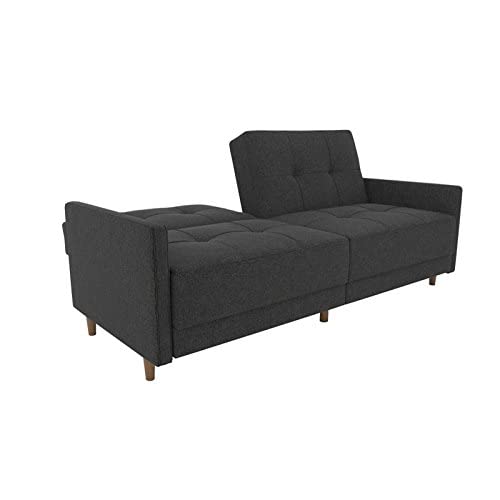 DHP Andora Coil Futon Sofa Bed Couch with Mid Century Modern Design - Grey Linen
