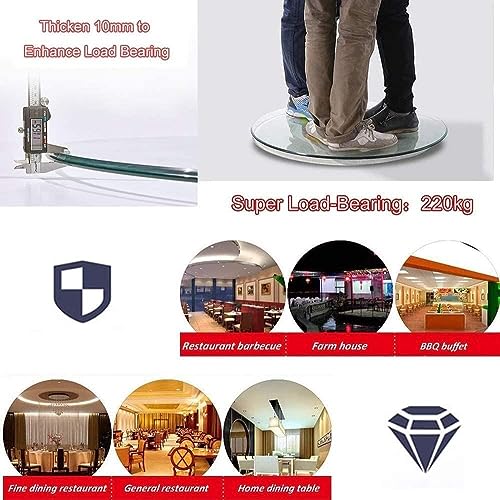 Lazy Susans Turntable Tempered Glass Lazy Susan Turntable, Round Clear Serving Plate Rotating Stand Kitchen Dining Table Tray Tabletop Organizer Spices Storage Holder (Size : 60cm/23.6)