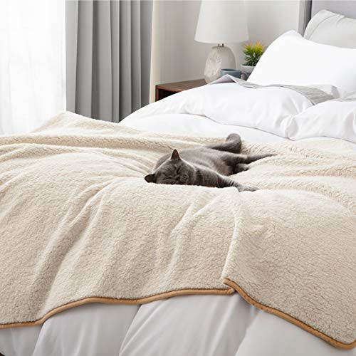 Bedsure Waterproof Dog Blankets for Small Dogs - Small Cat Blanket Washable for Couch Protection, Sherpa Fleece Puppy Blanket, Soft Plush Reversible Throw Furniture Protector, 25"X35", Grey