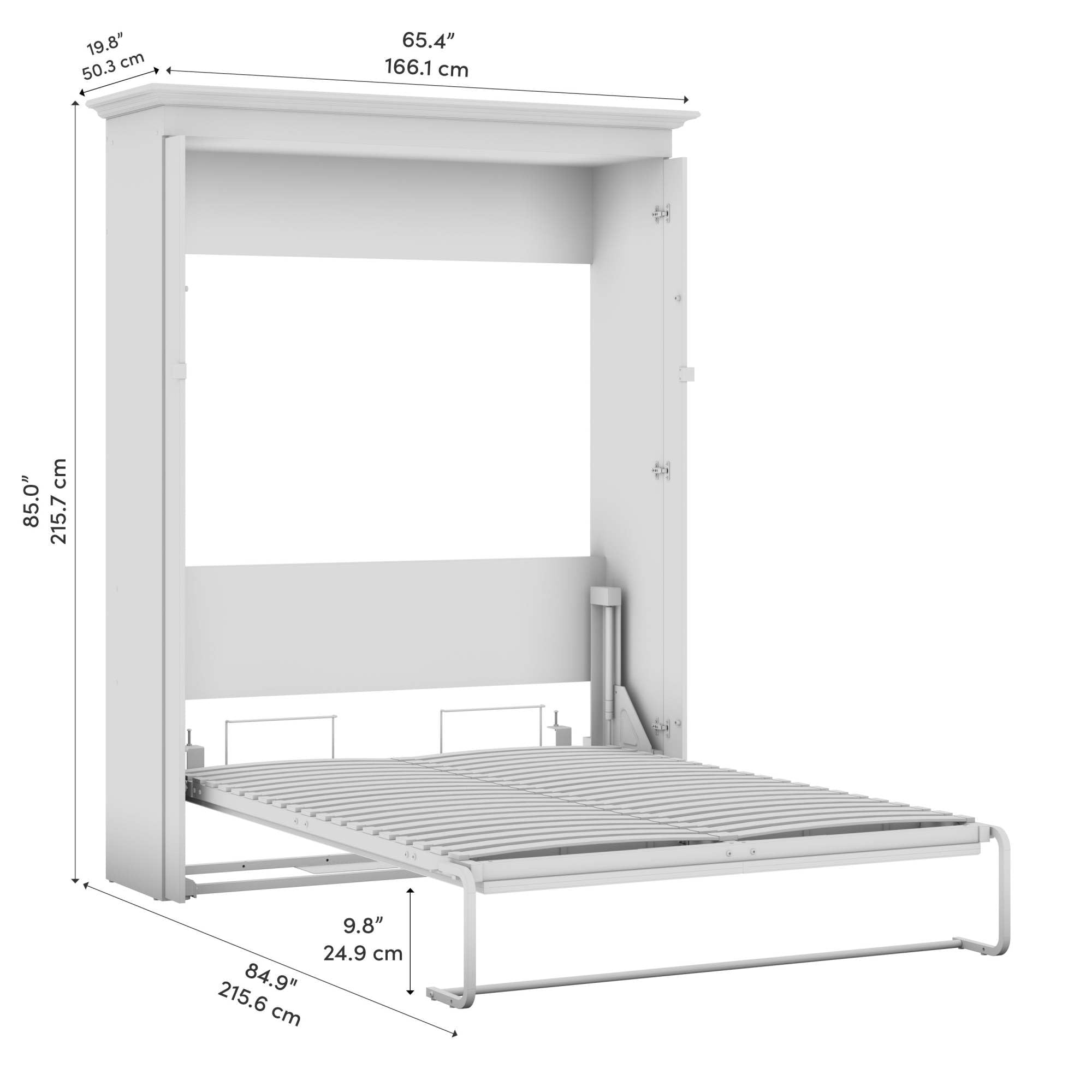 Bestar Versatile Murphy Bed in Walnut Gray, Sleeping Arrangement for Multipurpose Room, Full, Grey