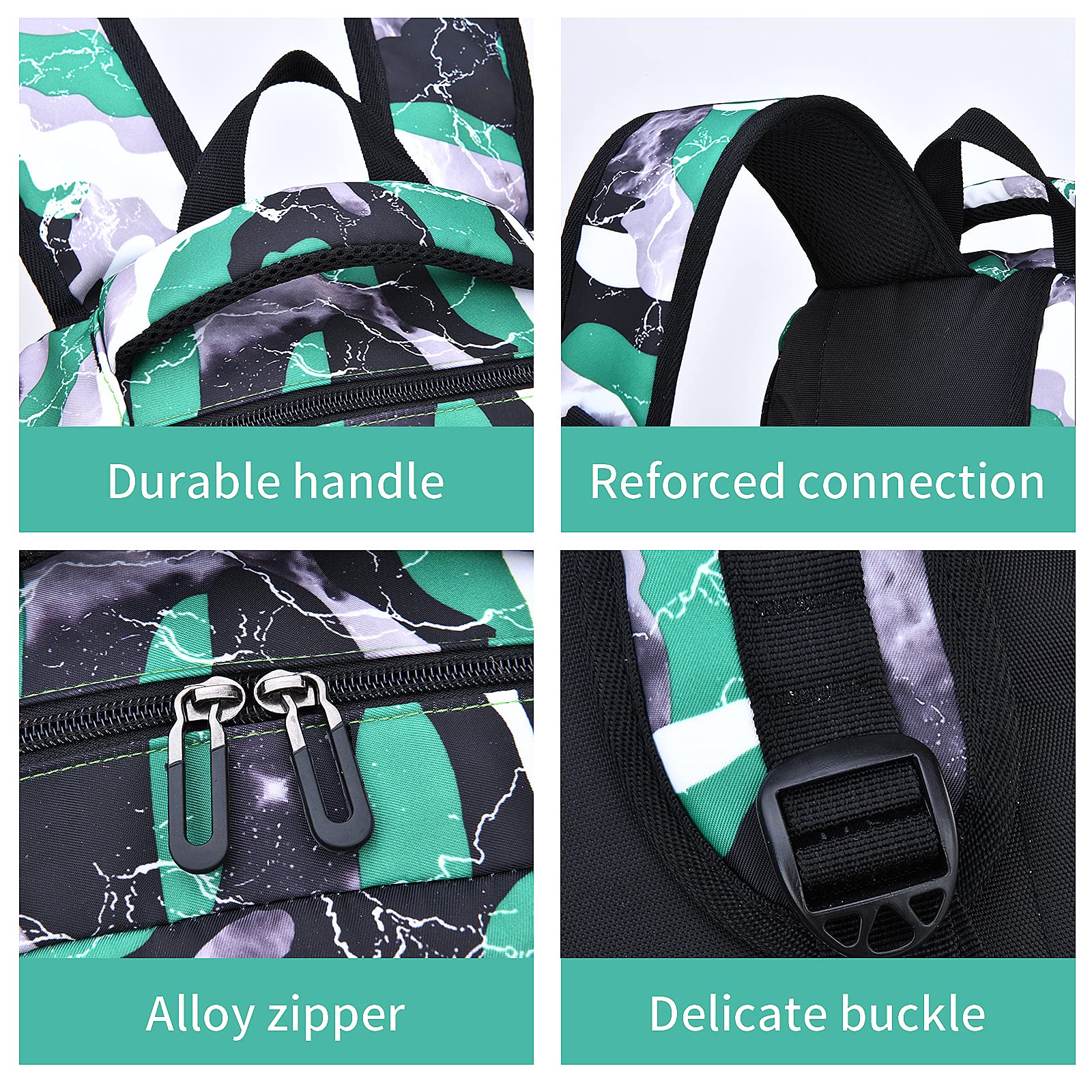 Yvechus Camo Backpack for Kids, Lightweight Camo Backpack Elementary Middle School Backpack Water Repellent Bookbag (Camo Green 2 in 1)