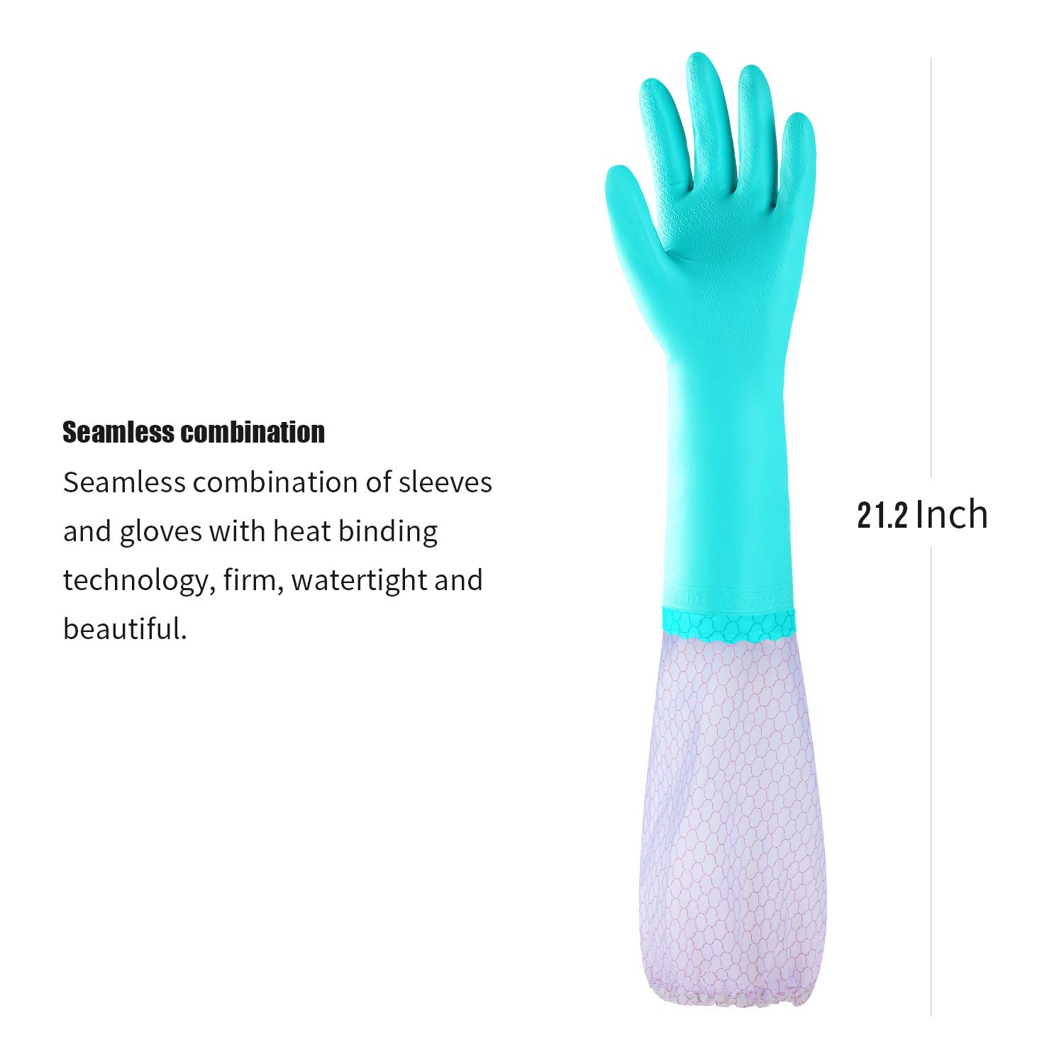 Elgood Reusable Long Sleeve Dishwashing Cleaning Gloves with Latex Free,Cotton Lining,Kitchen Gloves 2 Pairs,Purple+Blue L