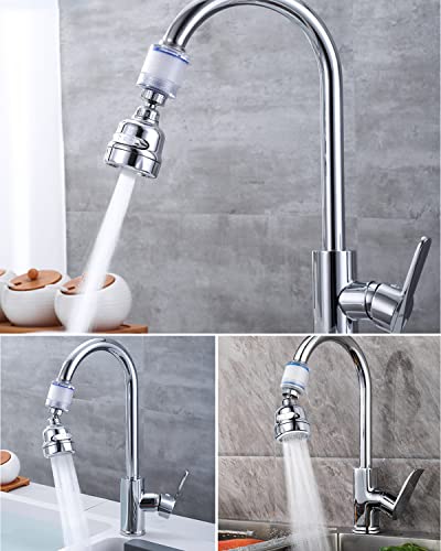 Water Filter for Sink, 360° Rotating Faucet Water Filter, Kitchen Bathroom Universal Swivel Sink Filter, with 3 Water Outlet Modes (Silver)