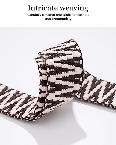 Vividora Purse Strap Replacement Crossbody, 1.5"/2" Wide Golden Buckle Adjustable Shoulder Strap, Boho Canvas Handbag Strap Bag Strap for Women Black and White Folding Line