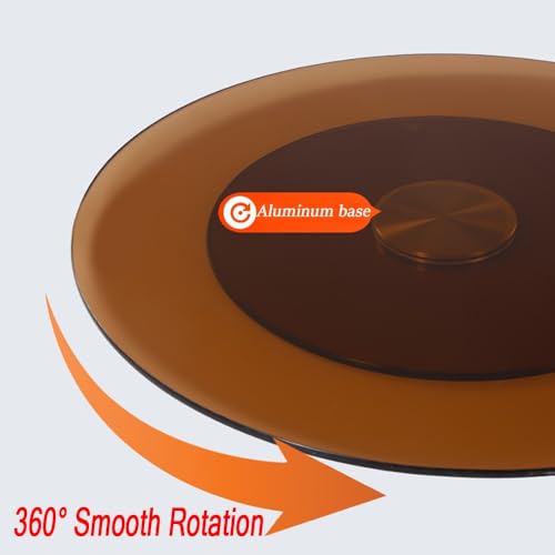 Clear Round Tabletop Rotating Serving Tray 35inch Large Lazy Susan Turntable Tempered Glass Swivel Tray, Outdoor Dining Table Centerpiece Serving Plate Sturdy And Non-slip (Color : Clear, Size : 24i