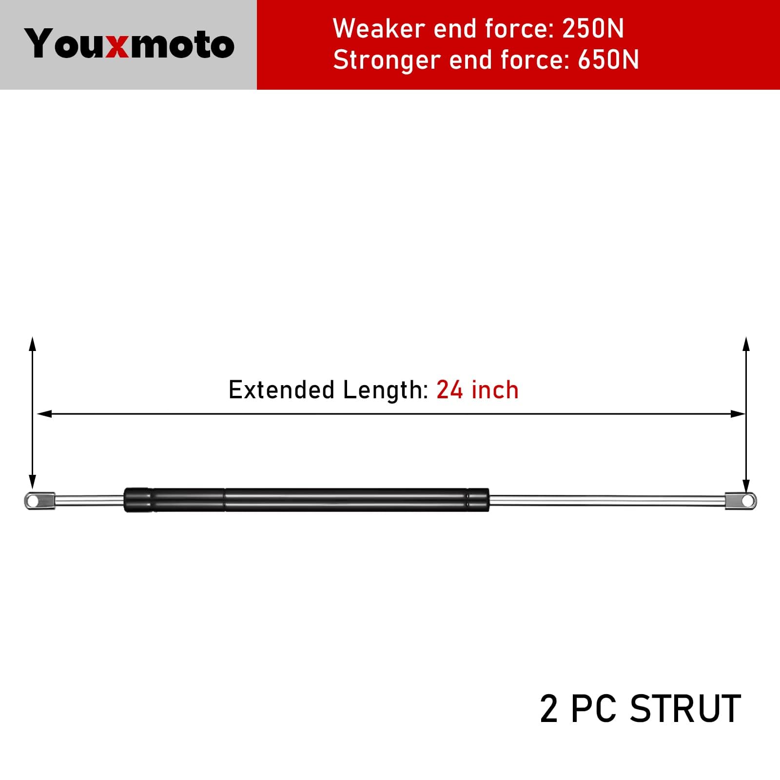 24inch 150 Lbs Dual Stroke Heavy Duty Gas Strut Shocks Spring Lift fit for Murphy Bed RV Bed Box Cabinet Lid Door (2 Pack)