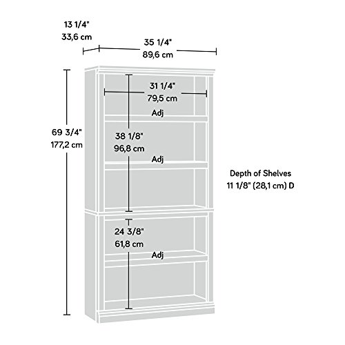 Sauder Select Collection 5-Shelf Bookcase, Lintel Oak finish