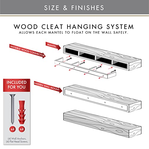 BODRUM WOODEN Beam Wood Shou Sugi Ban Fireplace Shelf Mantelpiece Shelving Water-Based Paint Floating Cottage Solid Easy Install Real Tree Handmade (Rustic Burn, 72'')