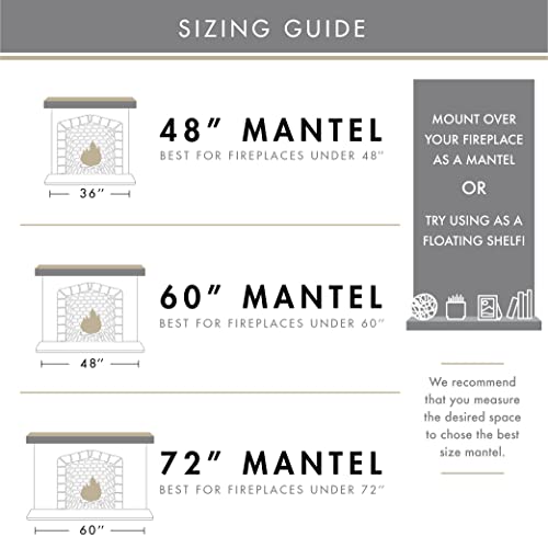 BODRUM WOODEN Beam Wood Shou Sugi Ban Fireplace Shelf Mantelpiece Shelving Water-Based Paint Floating Cottage Solid Easy Install Real Tree Handmade (Rustic Burn, 72'')