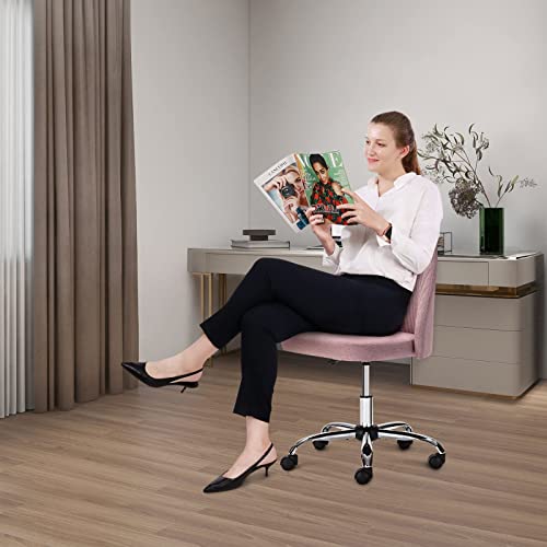 Home Office Chair - Armless Computer Desk Chair Adjustable Cute Modern Task Rolling Chair with Lumbar Support for Make Up,Small Space, Bed Room