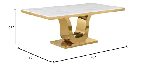 Best Quality Furniture D13-DT Dining Table, White/Gold