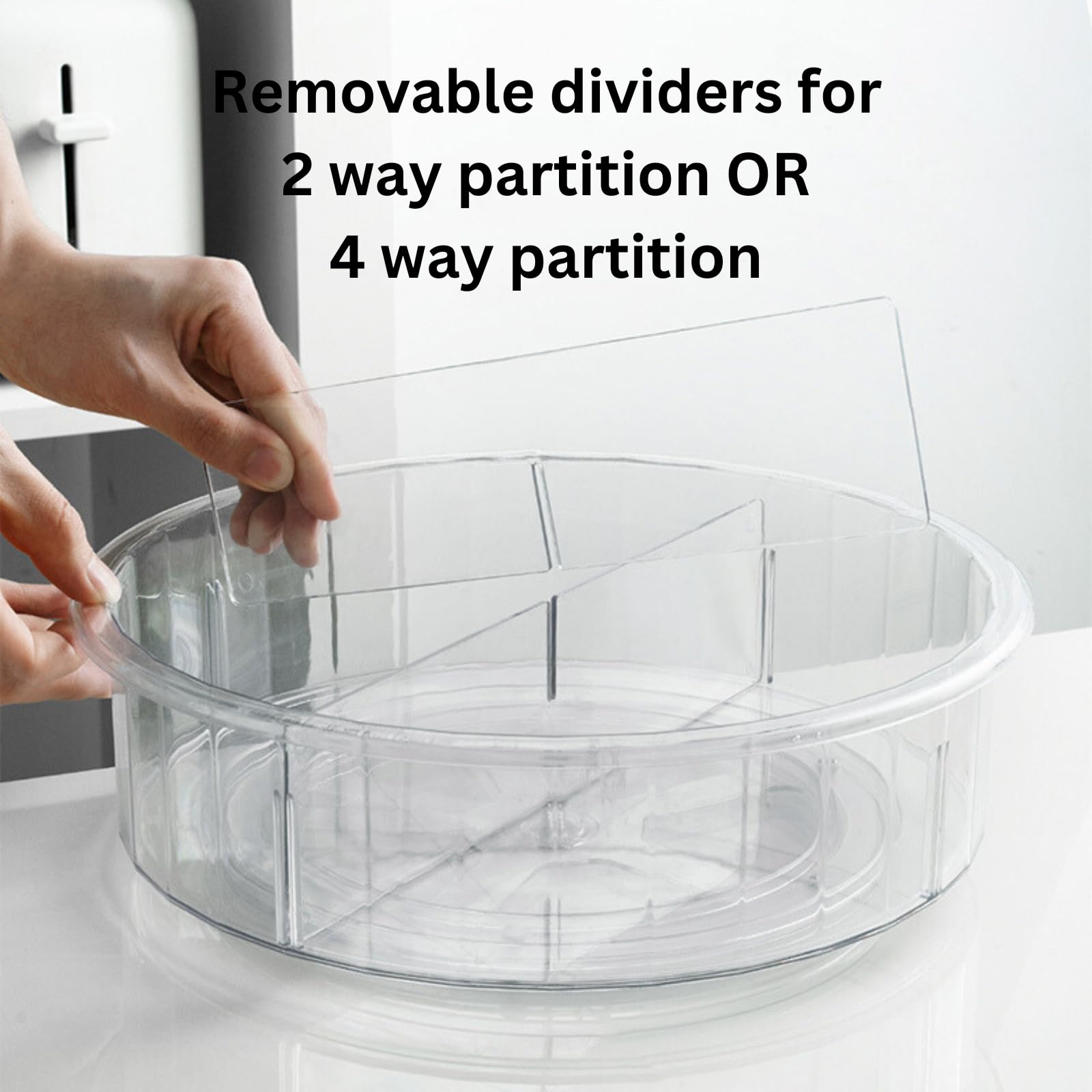 MadeGlad Lazy Susan Rotating Turntable Spice Rack Organizer, Large Round 12” with Removable Dividers, Clear Acrylic Spinning Food Storage Tray for Kitchen, Fridge, Cabinet, Pantry, Countertop