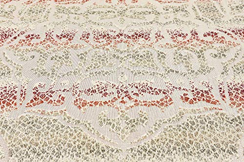 Unique Loom Modern Collection Distressed, High-Low Pile, Abstract, Vintage, Indoor and Outdoor Area Rug, 6 ft x 9 ft, Beige/Light Brown