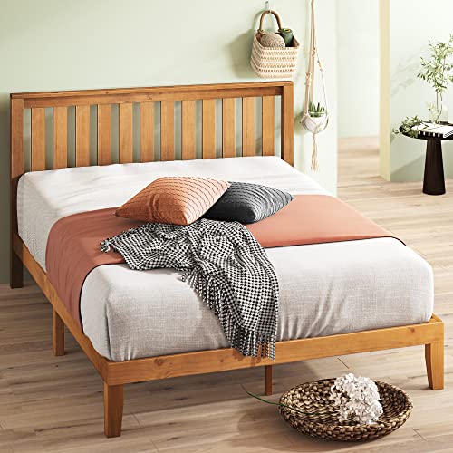 ZINUS Alexia Wood Platform Bed Frame with headboard / Solid Wood Foundation with Wood Slat Support / No Box Spring Needed / Easy Assembly, Rustic Pine, Twin