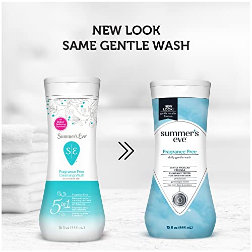 Summer’s Eve Fragrance Free Gentle Daily Feminine Wash, pH Balanced, 15 fl oz .Package may vary (Pack of 1)