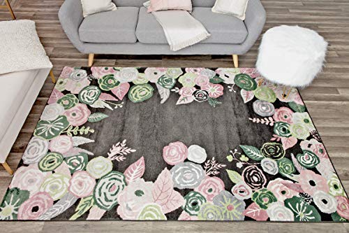 Rugs America Onyx & Pink Blooms Transitional Rug Royal Blossom Pink Onyx VA35C 2'0"X4'0" Area Rug