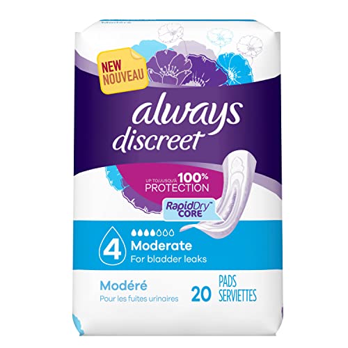 Always Discreet, Incontinence Pads, Moderate, Regular Length, 20 Count Size - 1 Pack