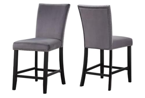 Liveasy Furniture 5-Piece Marble Dining Table Set for 4, Counter Height Dining Table Set with 4 Counter Height Chairs (Grey)