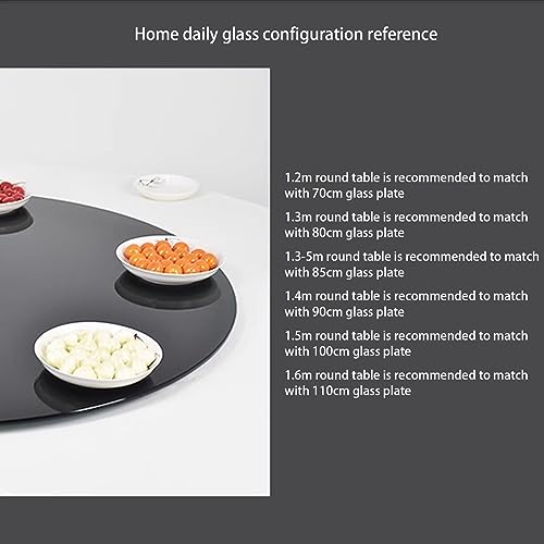 Dxcaicc Glass Turntable for Dining Table, Black Lazy Susan Table Top, Round Home Hotel Table Serving Turntable,90cm