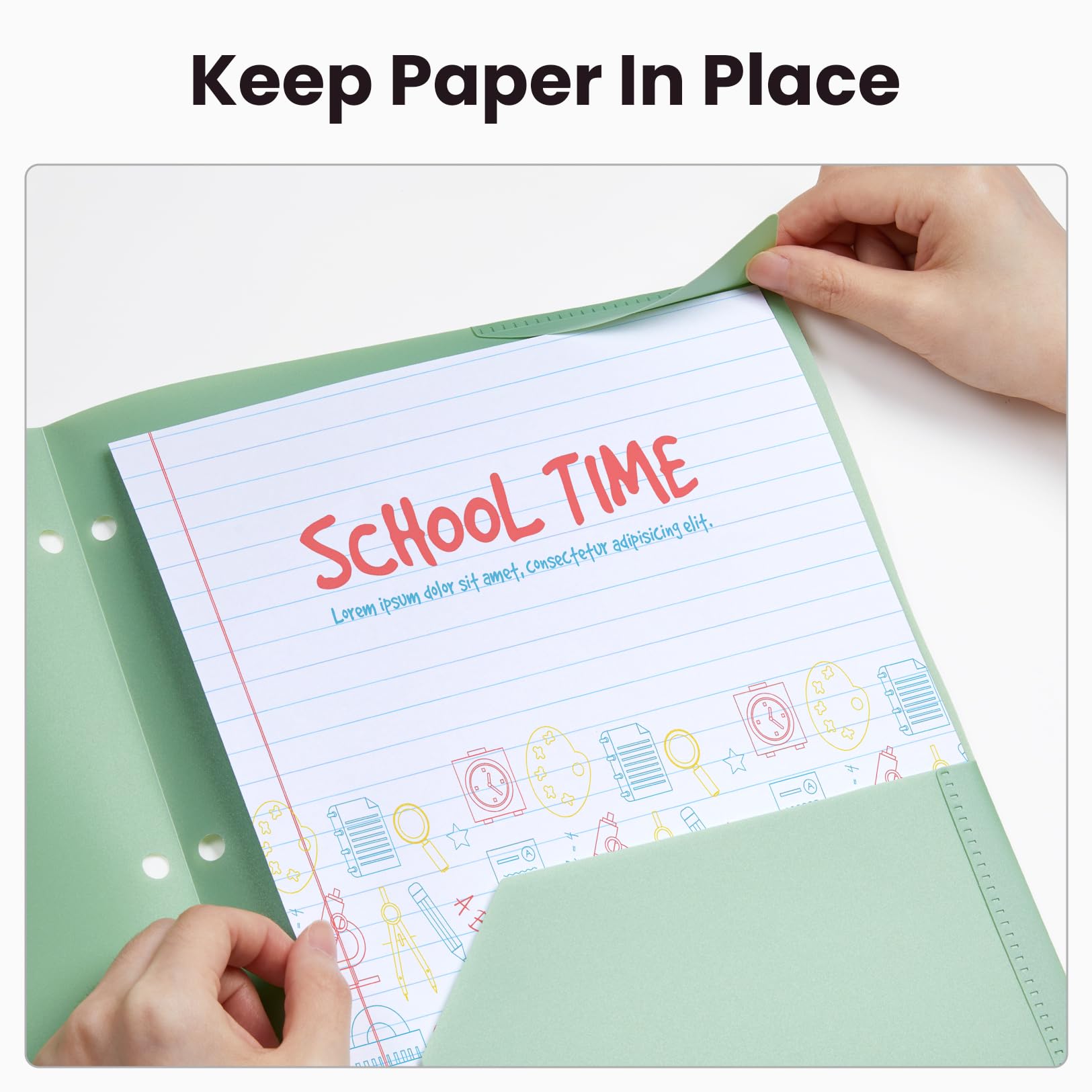 Sooez Plastic Pocket Folders with Reference Guide, 5 Pack Heavy Duty Folders with Pockets, 4 Pocket Folders with Pockets 3 Hole Punched, Stores Well in 3-Ring Binders, 5 Primary Colors