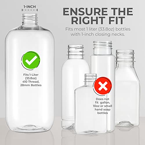 2 White Replacement Pumps for 1 Liter (33.8oz) Bottles, Shampoo and Conditioner with Extra Long Tube (Easy to Cut - to Fit Shorter Bottles)