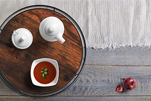 10" Wood Lazy Susan Organizers with Steel Sides, Lazy Susan Turntable for Cabinet, Kitchen Turntable Storage for Table, Countertop, Pantry